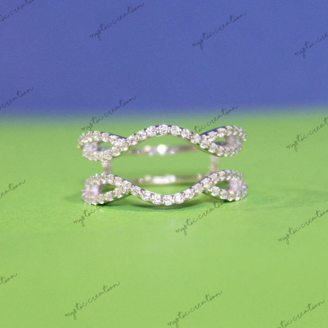 1.00 CT Diamond Infinity Criss Cross Ring Guard, 925 Silver Enhancer ...