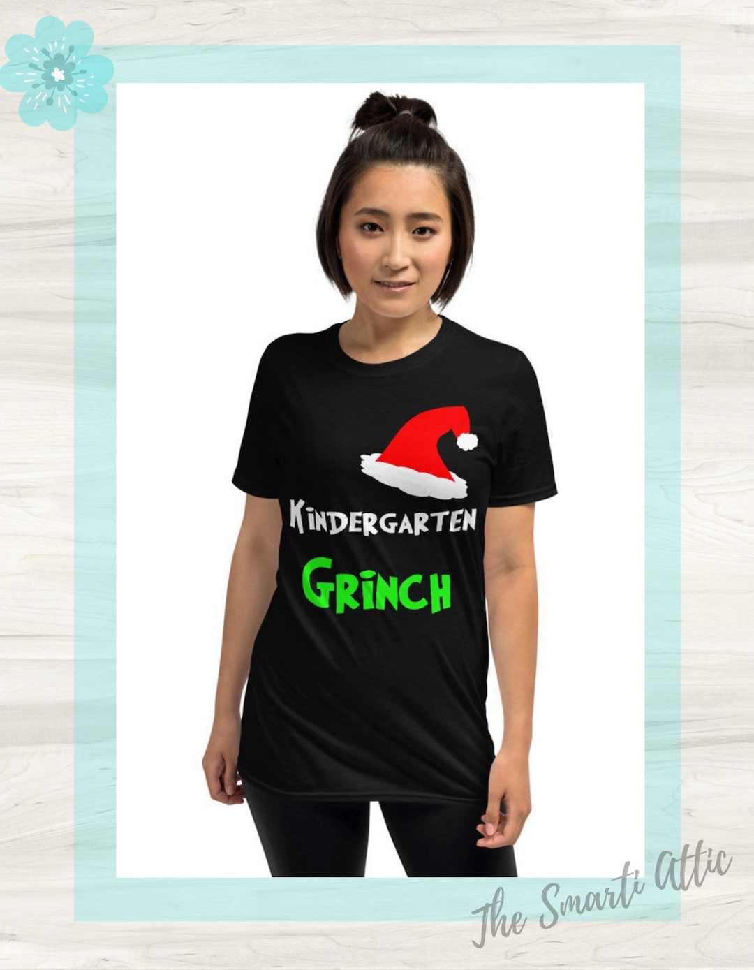 Kindergarten Grinch With Christmas Hat Grinch Teacher Shirt Teacher ...