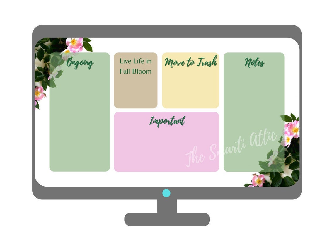 Floral Desktop Wallpaper Desktop Wallpaper Organizer - Etsy