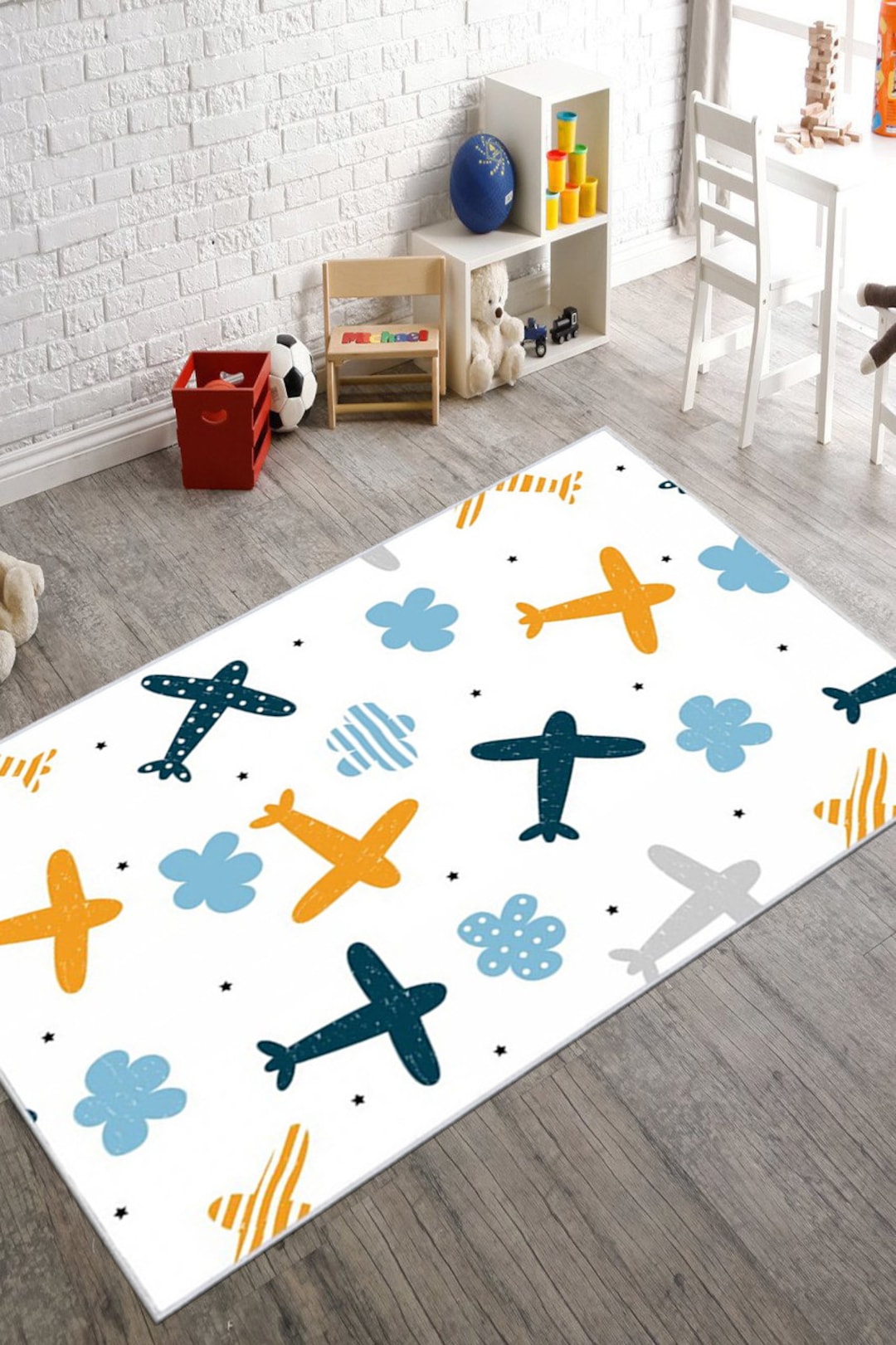 Planes Kids Room Decor Area Rug Airplane / Aircraft Non Slip Boys Girls ...