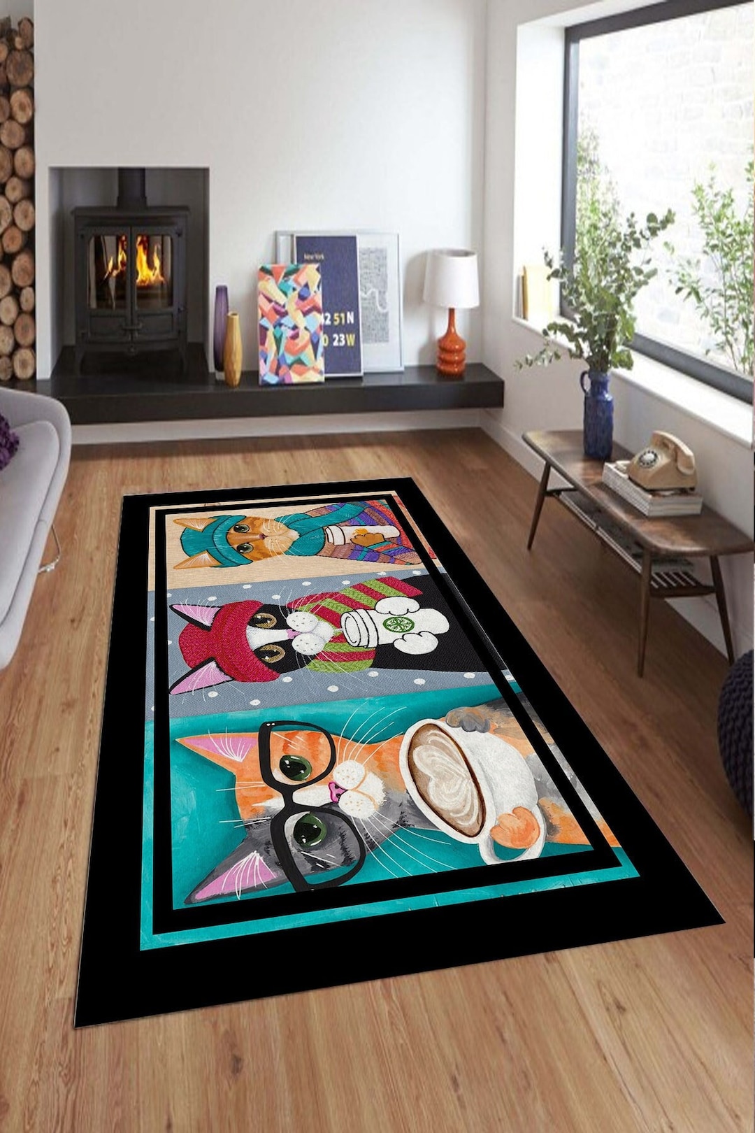 Cat Pattern Kitchen Dining Room Runner Rug / Mat Non-slip Machine ...
