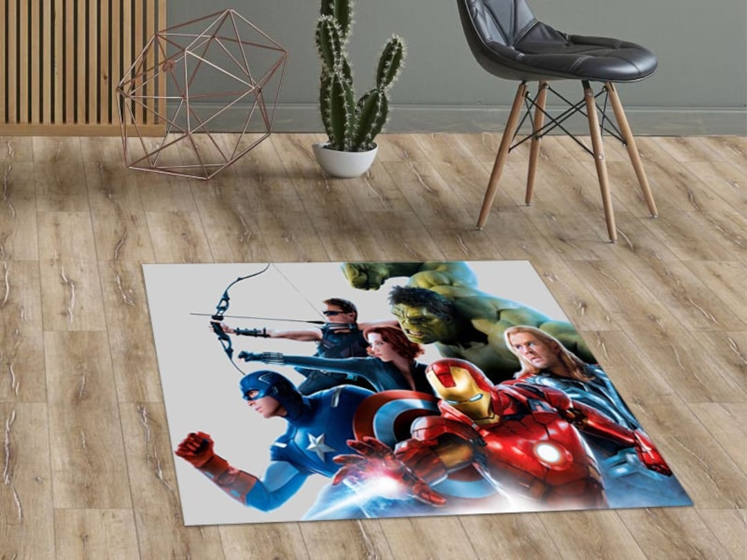 Custom Marvel Avengers Rug Super Heroes Decor Area Rug Kids Room Floor ...