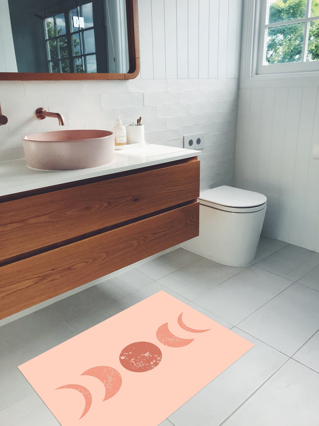 Boho Moon Phases Area Rug Decor Floor Mat Non Slip Washable Bath Living ...