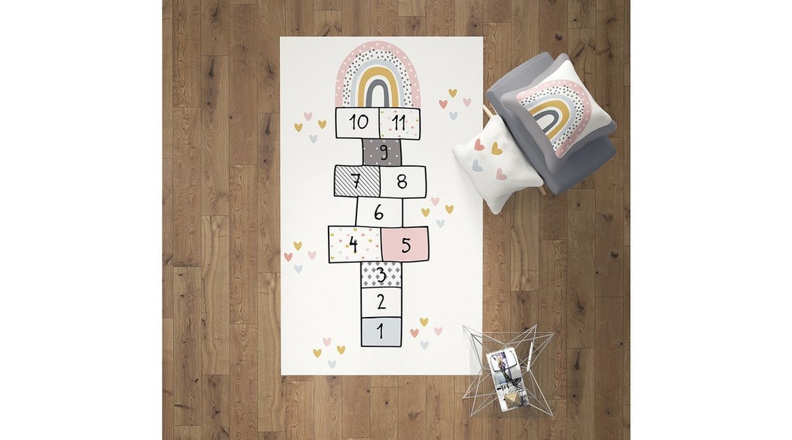 Rainbow Hopscotch Kids Play Rug / Nursery Mat - Etsy