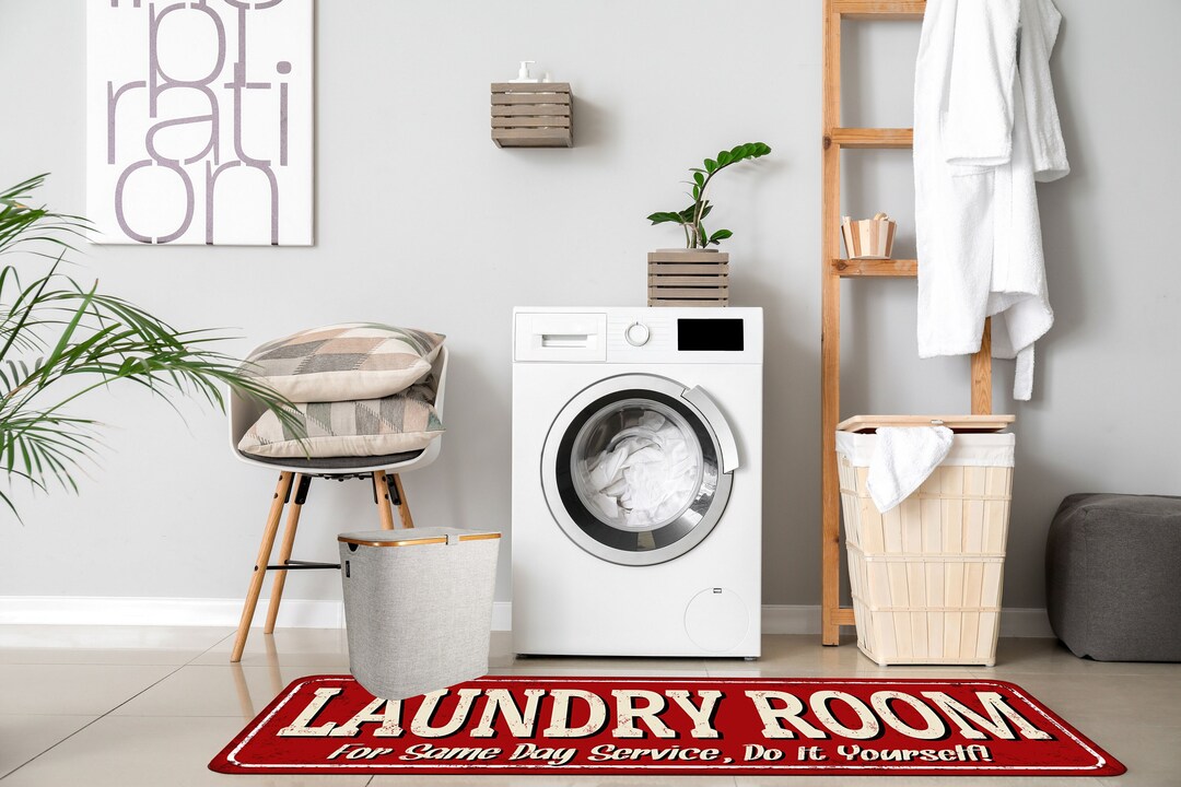 Vintage Retro Laundry Room Floor Mat Area Rug Decor Non-slip Washable ...