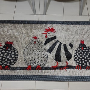 Chicken Kitchen Dining Room Runner Rug / Mat Non-skid Machine Washable ...
