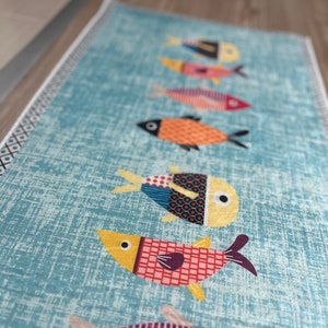 Non Slip Washable Fish Kitchen Rug Light Blue Runner Carpet Mat - Etsy