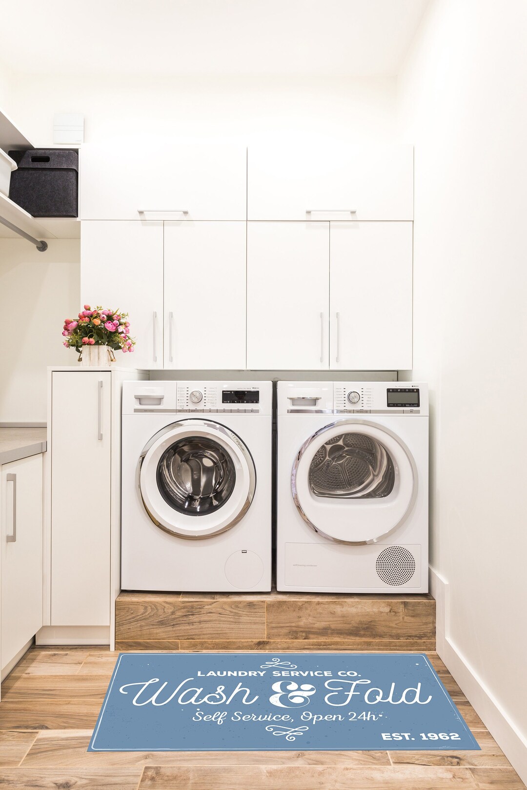 Vintage Retro Laundry Room Floor Mat Area Rug Decor Non-slip Washable ...
