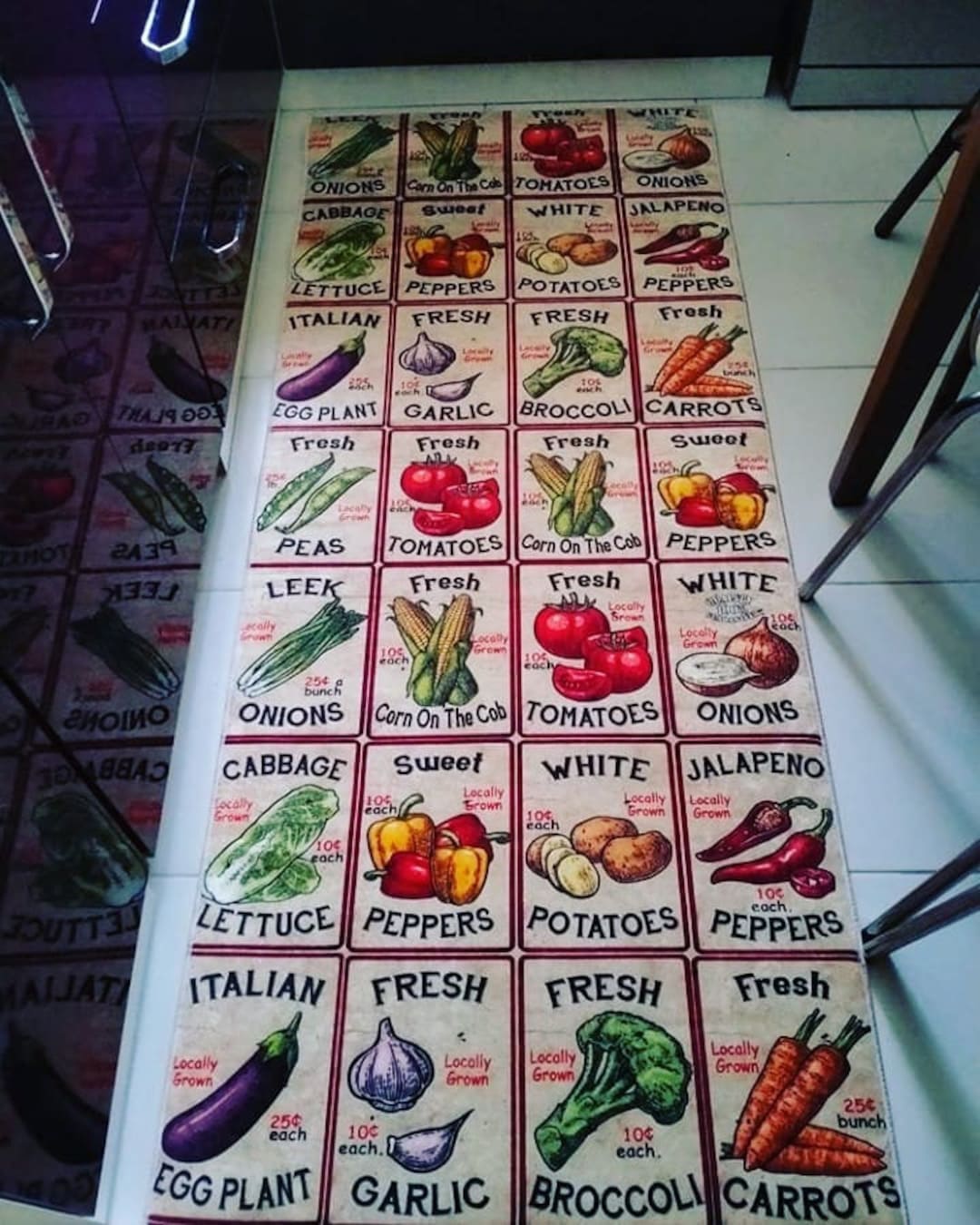 Vegetables Print Kitchen Dining Room Runner Rug / Mat Non-skid Machine ...