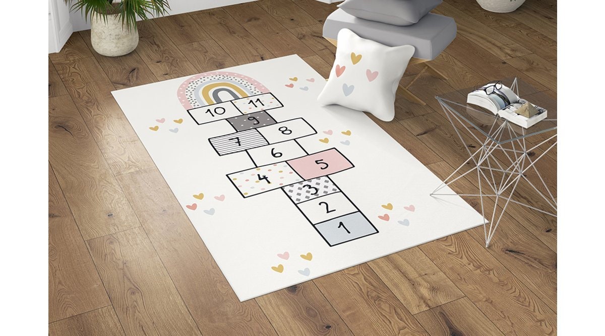 Rainbow Hopscotch Kids Play Rug / Nursery Mat | Etsy
