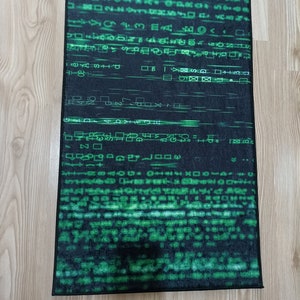 Matrix Cyrillic Alphabet Code Rain Rug Game Room Decor Non - Etsy