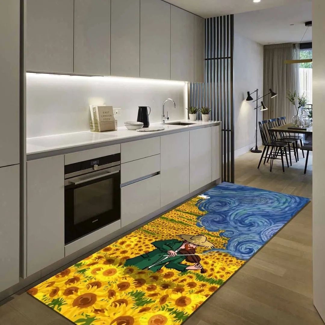 Sunflower Kitchen Dining Room Runner Rug / Mat Non-skid Machine ...