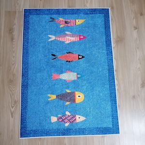 Non Slip Washable Fish Blue Kitchen Rug Runner Carpet Mat - Etsy