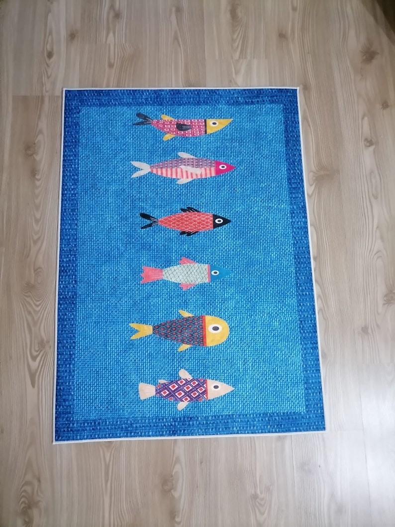 Non Slip Washable Fish Blue Kitchen Rug Runner Carpet Mat - Etsy