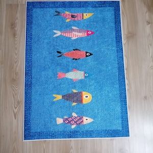 Non Slip Washable Fish Blue Kitchen Rug Runner Carpet Mat - Etsy