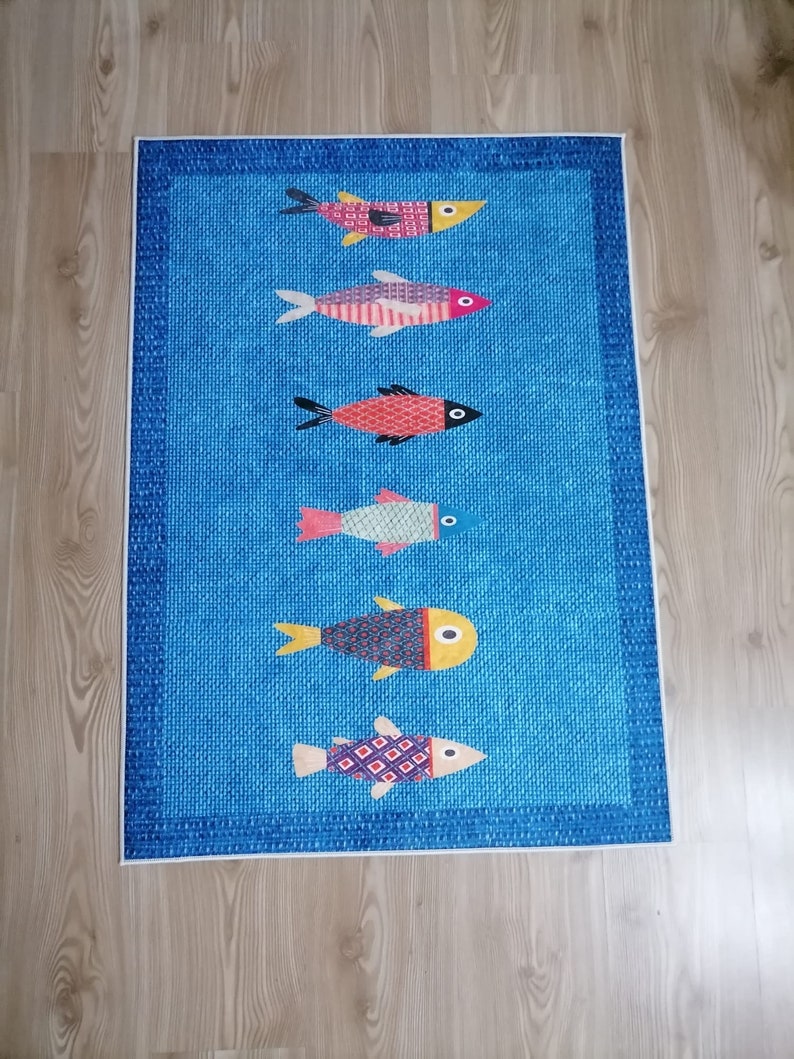 Non Slip Washable Fish Blue Kitchen Rug Runner Carpet Mat - Etsy