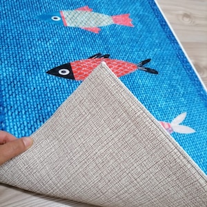 Non Slip Washable Fish Blue Kitchen Rug Runner Carpet Mat - Etsy