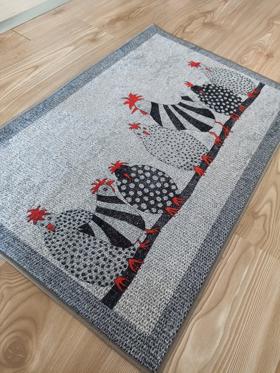 Hen Farmhouse Rug Chicken Kitchen Area Mat Dining Room Runner Non-skid ...