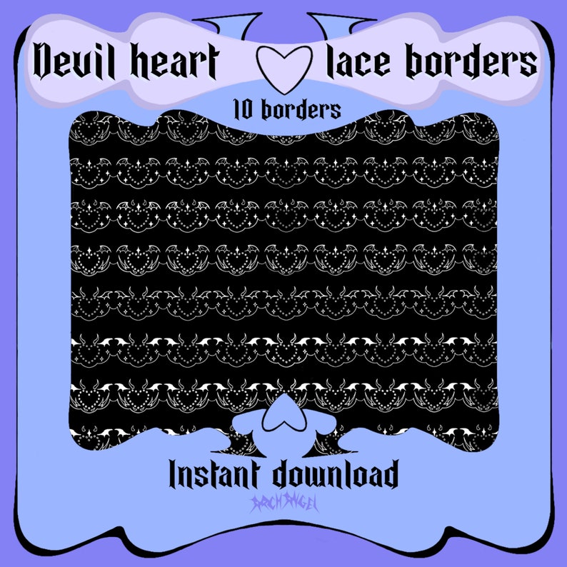 10 Devil Heart Lace Borders, PNG Digital File - Etsy