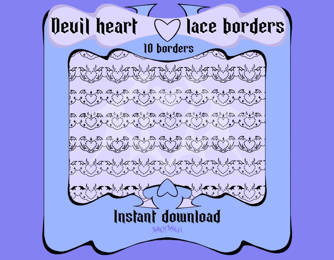 10 Devil Heart Lace Borders, PNG Digital File - Etsy UK