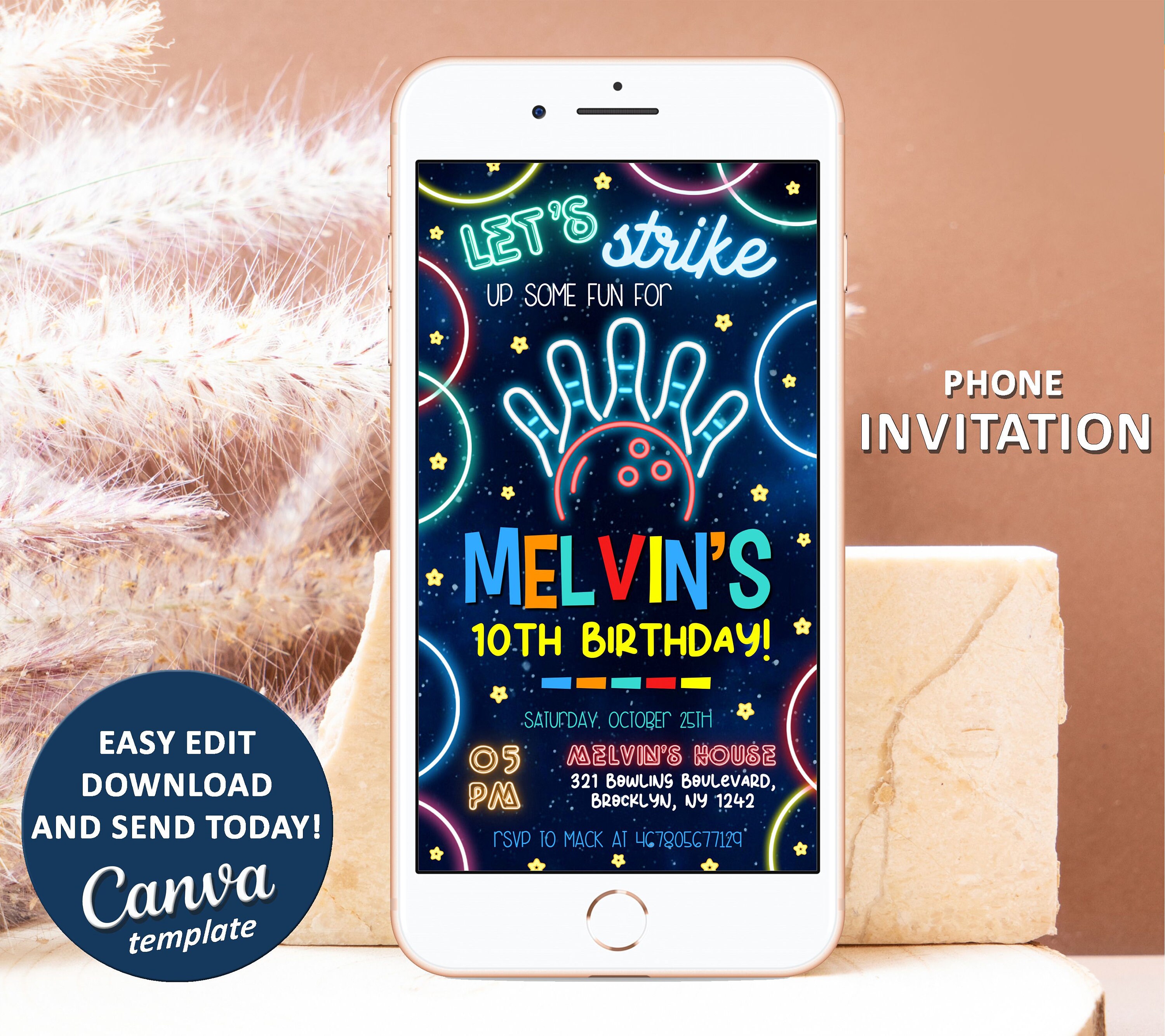 Bowling Birthday Invitation Template, Strike up Some Fun Birthday Party ...