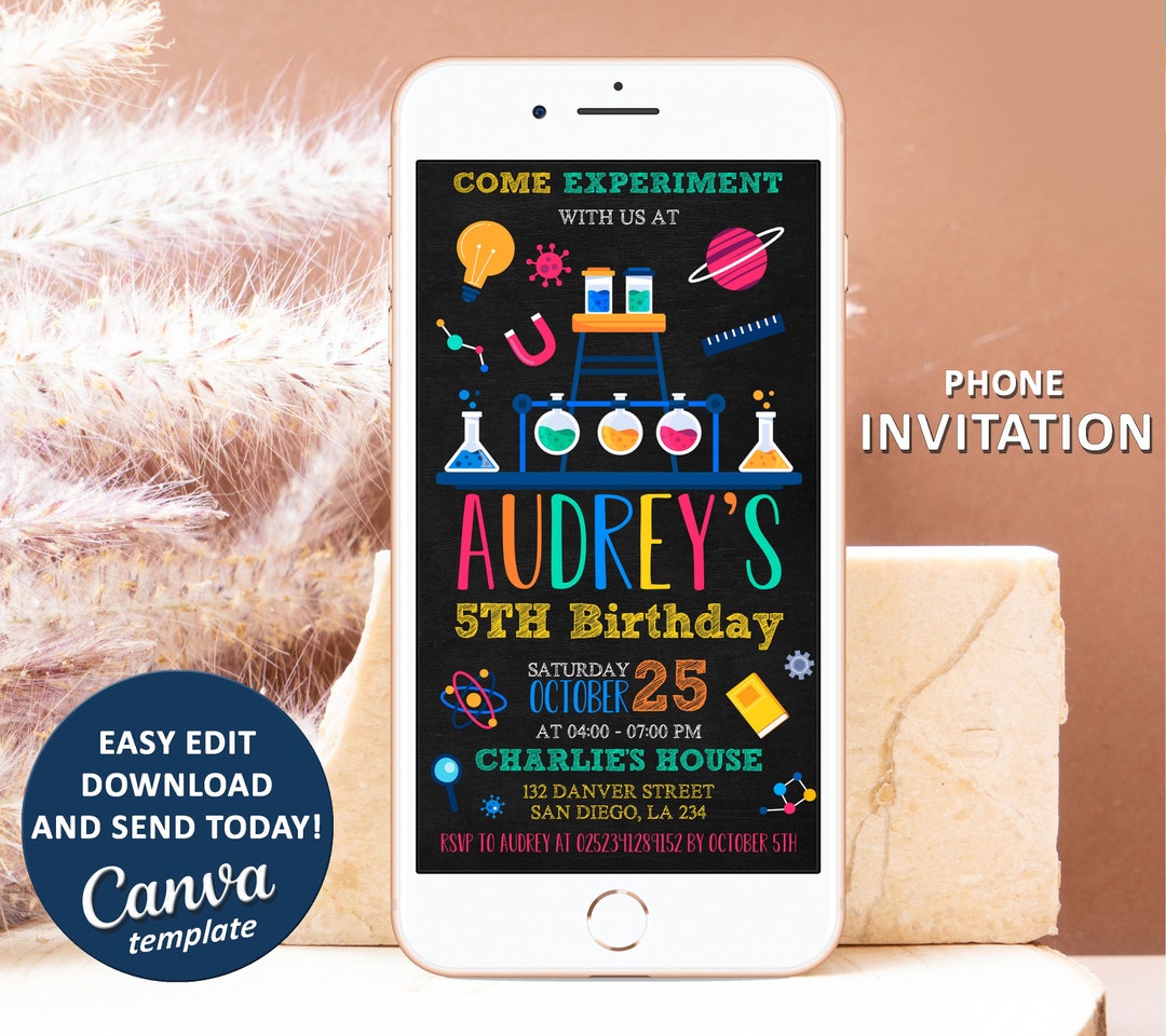 Editable Science Party Invitation, Science Birthday Electronic Invite ...
