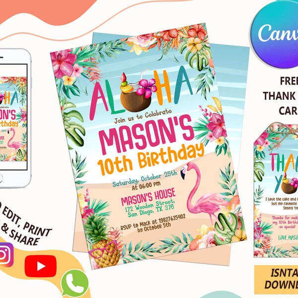 Aloha Invitation - Etsy