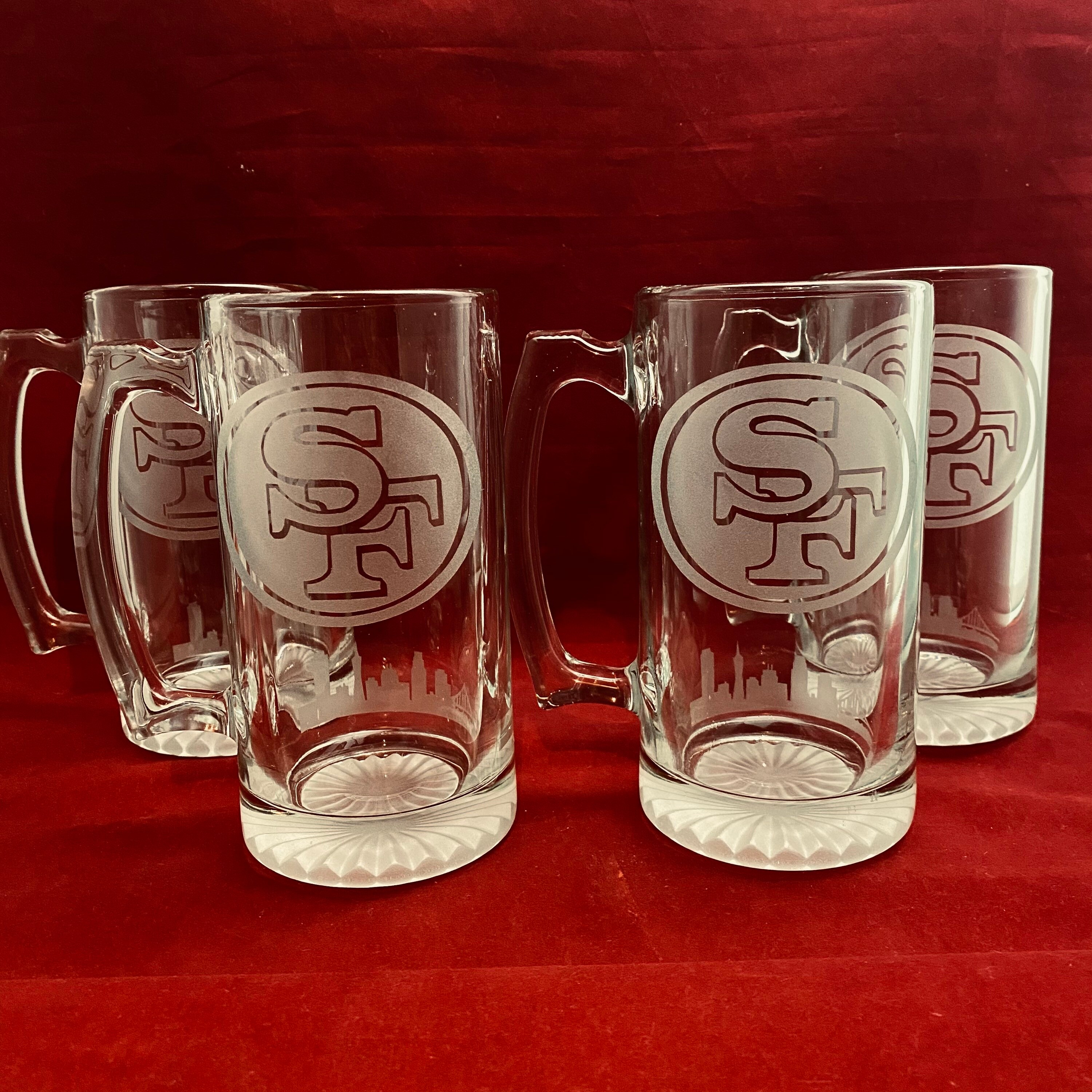 Custom Set Of 4 Heavy Glass Mugs 27oz Free Custom Name On | Etsy