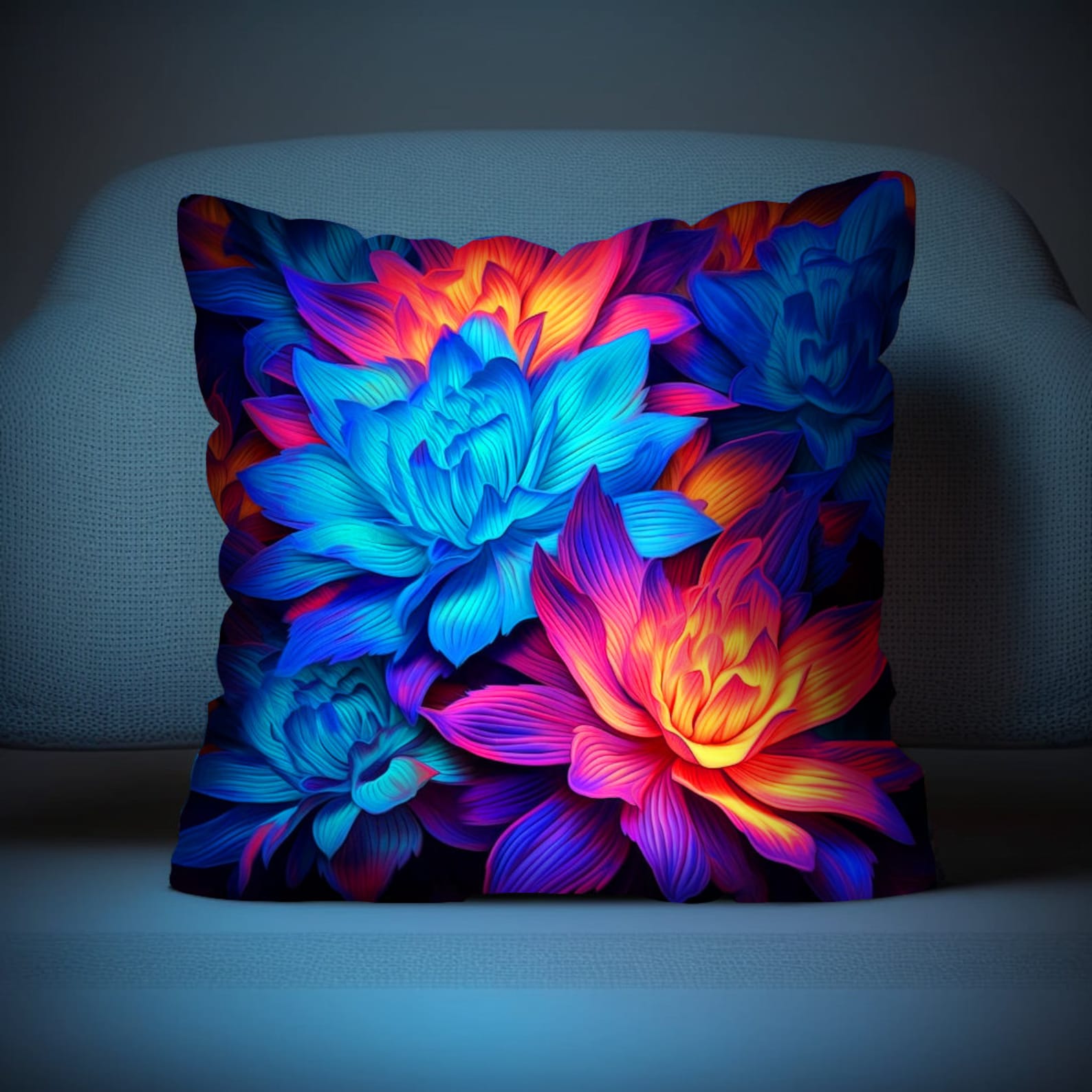 Neon Glowing UV Active Pillow Case Psychedelic Cushion - Etsy