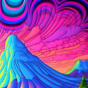 Psychedelic UV Reactive Tapestry With Vivid Sunset/sunrise in the ...