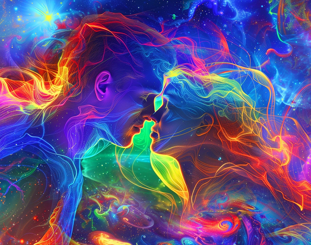 UV Active Psychedelic Backdrop, Psytrance Decor With Dense Forest, Wolf ...