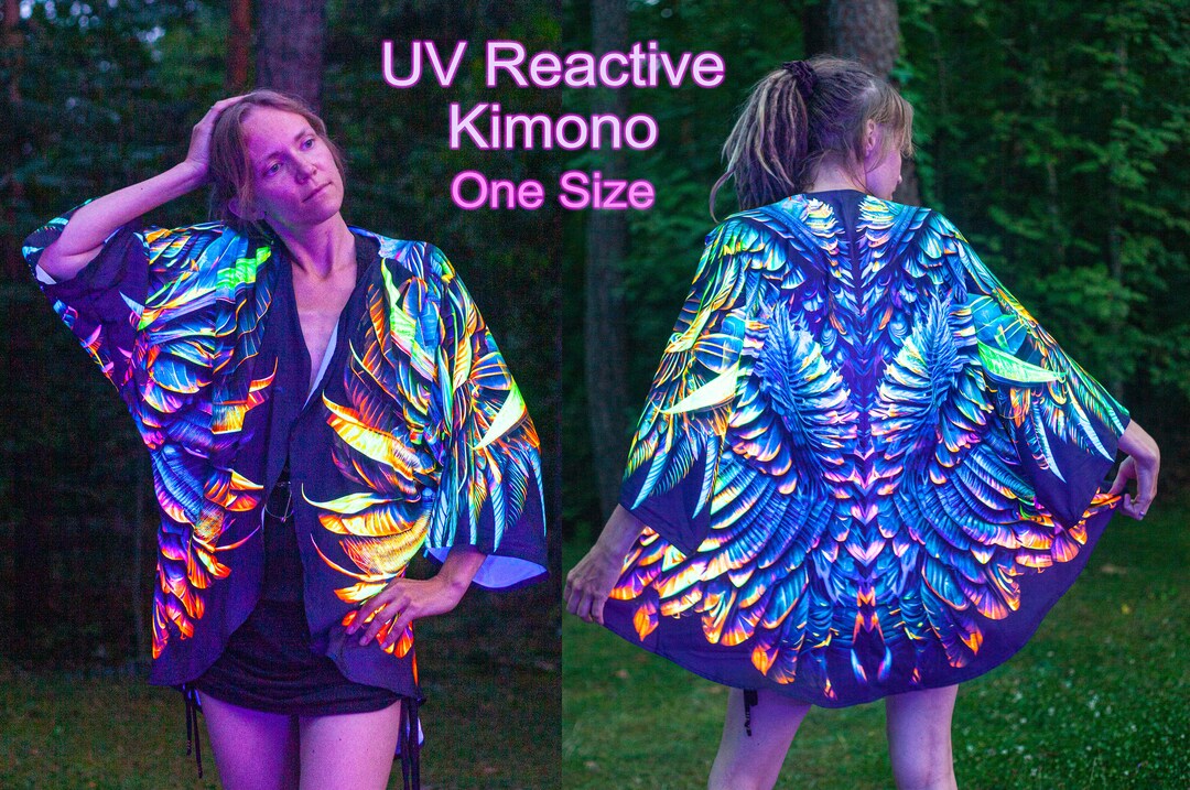 Psychedelic UV Active Robe | Rave Neon Kimono | Festival Clothing ...