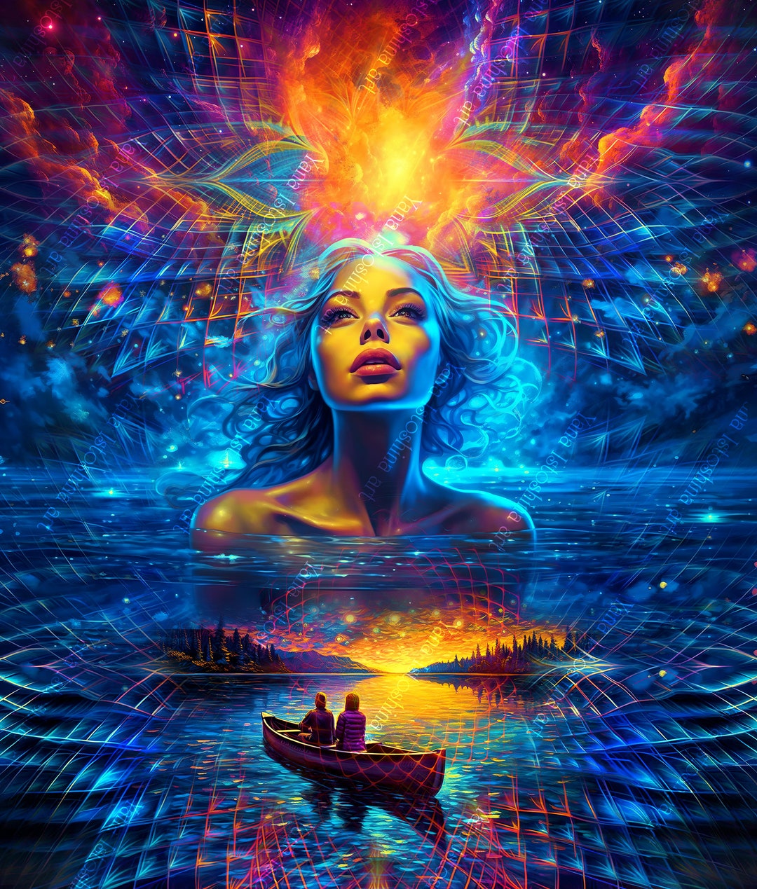 Psychedelic UV Reactive Visionary Art Tapestry | Glowing Trippy Wall ...