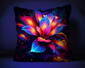 Neon Glowing UV Active Pillow Case Psychedelic Cushion Boho Cushion ...