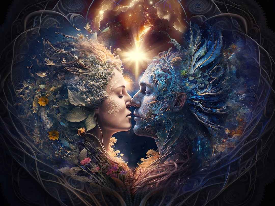 Fantasy Visionary Art With Sacred Love Unity Between Woman and Man ...