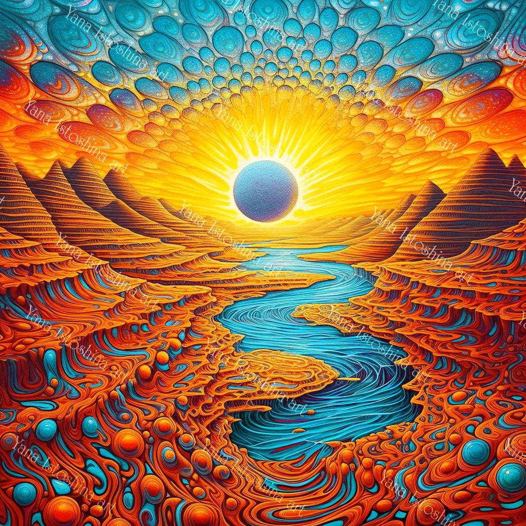 UV Reactive Trippy Tapestry "desert Dream", Blacklight Glowing Wall ...