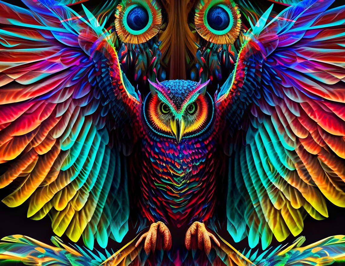 UV Reactive Owl Curtain: Psychedelic Blacklight Window Decor - Etsy