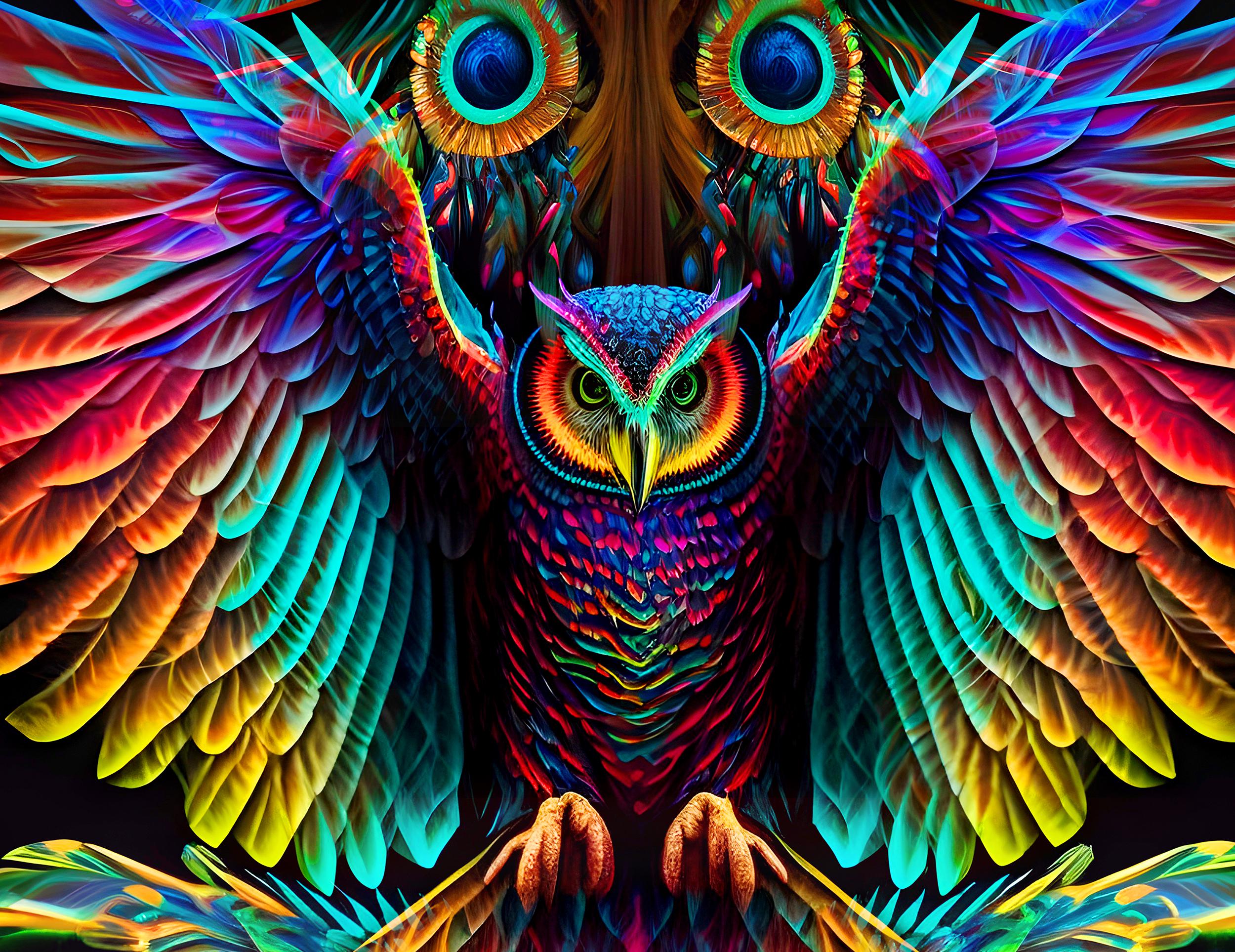 UV Reactive Owl Curtain: Psychedelic Blacklight Window Decor - Etsy