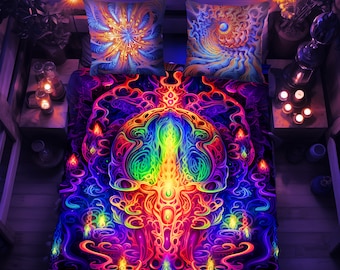 Rainbow Spiral Tunnel Fractal Psychedelic UV Reactive Blanket ...