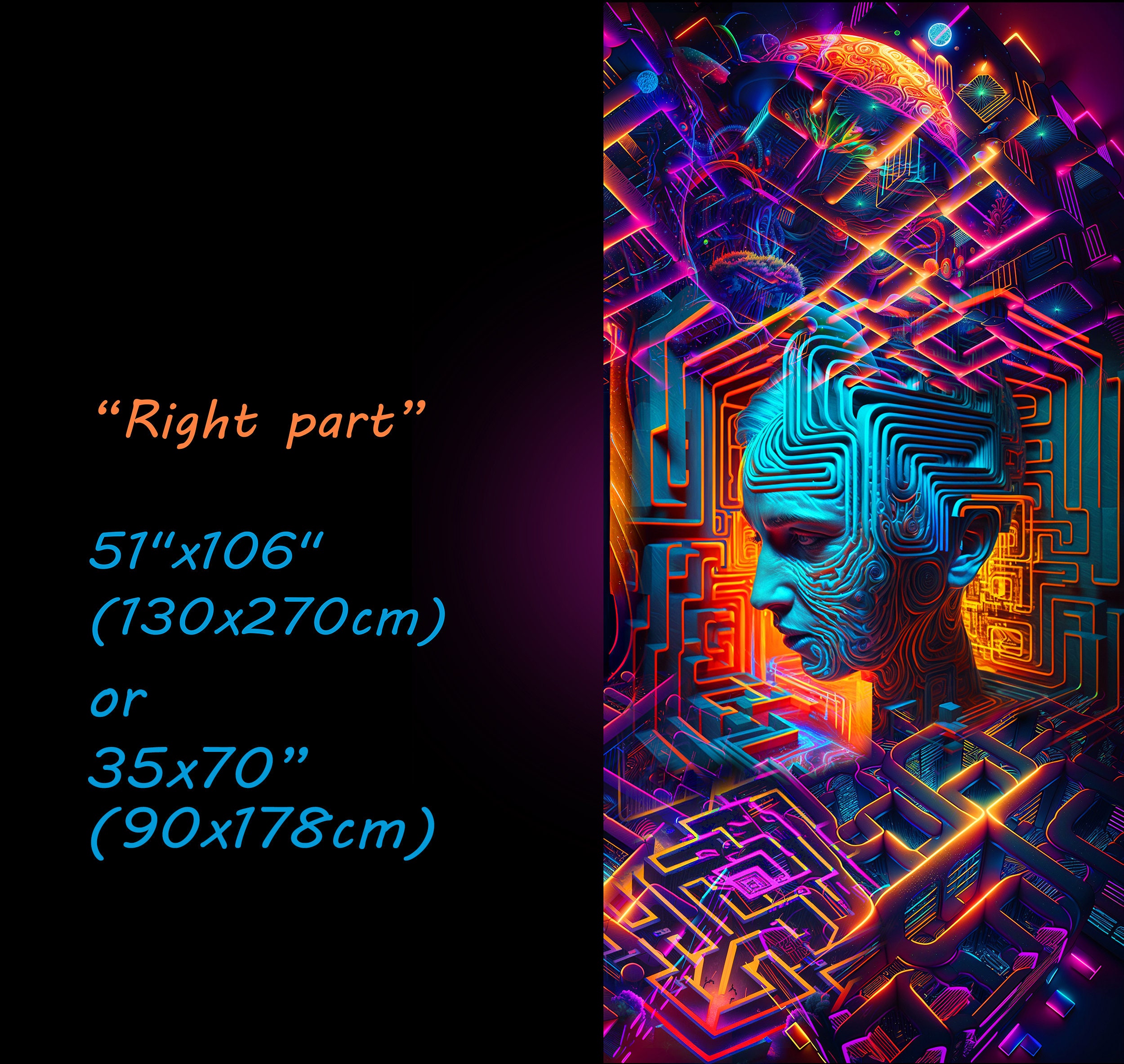 UV Reactive Psychedelic Curtain: Blacklight Labyrinth Window Decor - Etsy