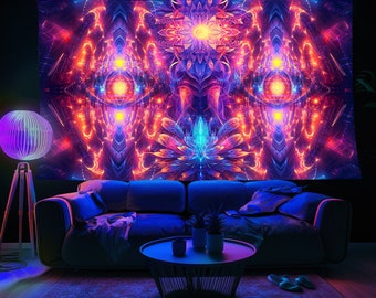 Uv-reactive Backdrop Trippy Mandala Fluorescent Tapestry Visionary ...