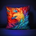 Psychedelic Phoenix Cushion: UV Reactive Neon Velvet Pillow - Etsy