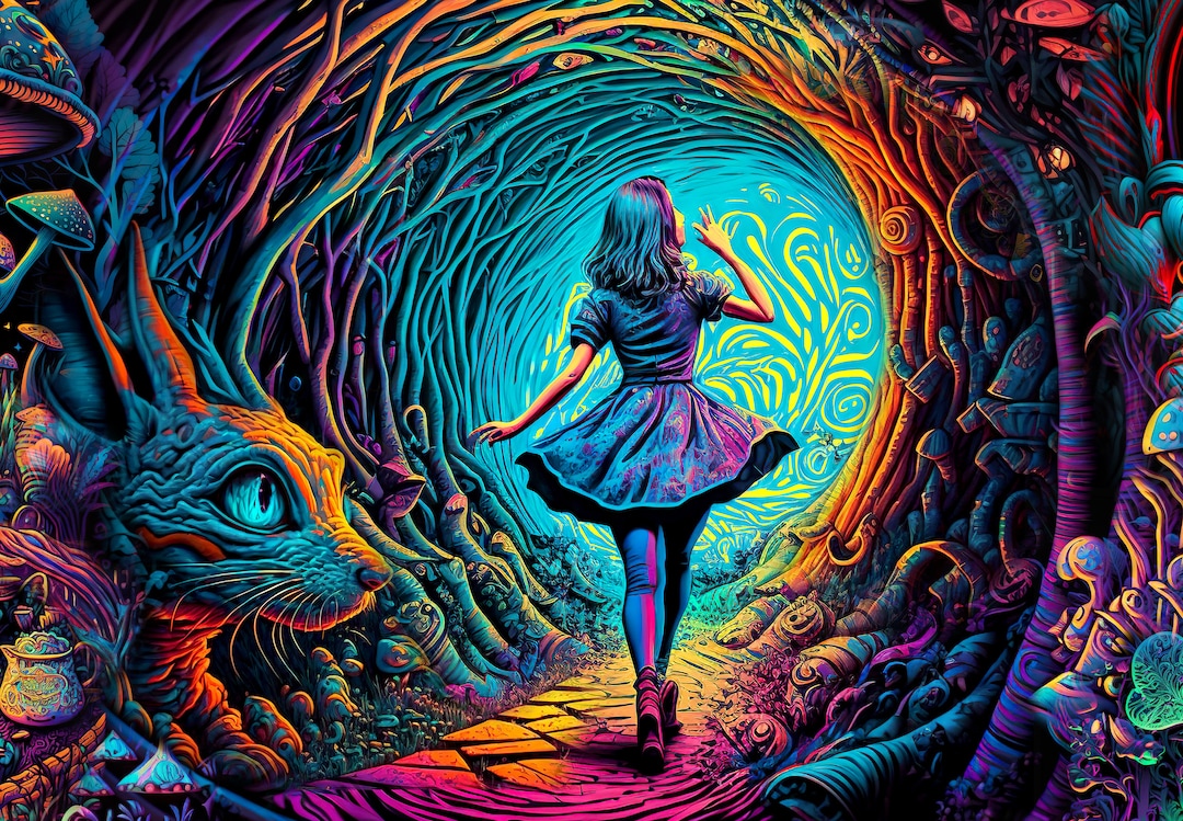 Alice in Wonderland Psychedelic UV Tapestry Trippy Neon - Etsy