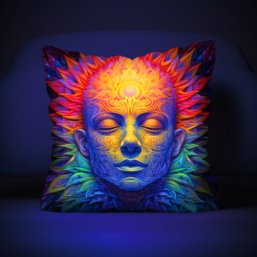 UV Reactive Yoga Pillow Case: Psychedelic Dreaming Face Cushion - Etsy