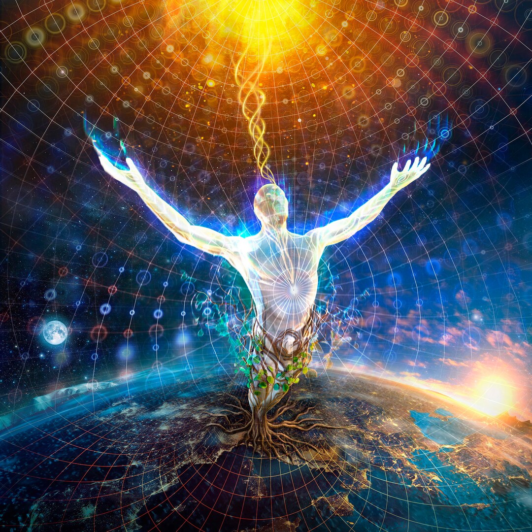 Spiritual Visionary Art Psychedelic Earth Landscape "algiz" - Cosmic ...
