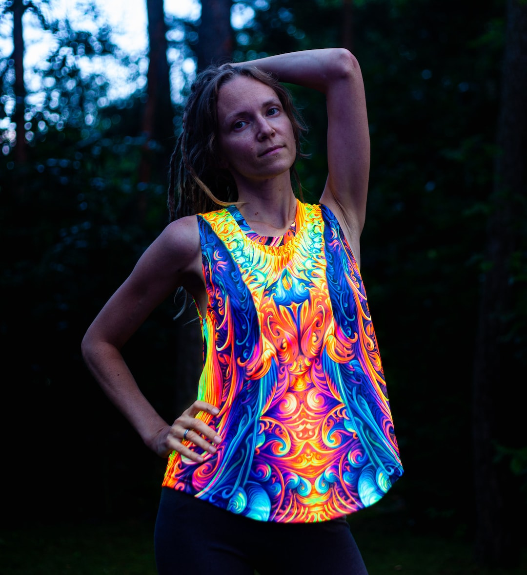 UV Reactive Women Festival Top | Psychedelic Party Outfit | Trippy ...