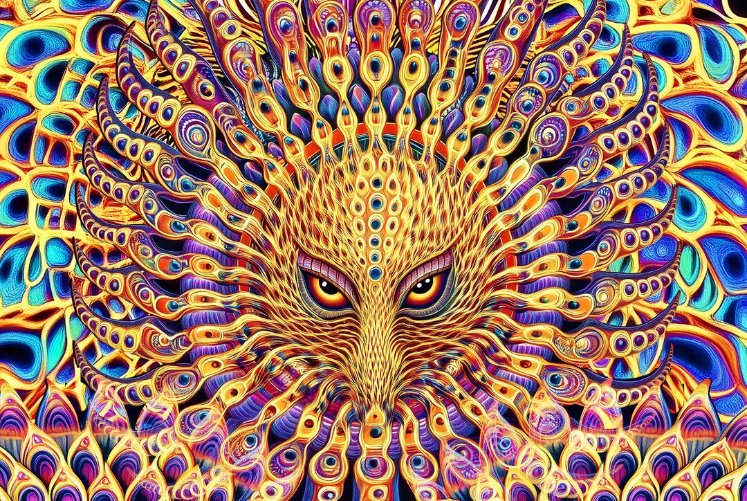 UV Reactive Tapestry: Psychedelic Vajra Symbol, Fractal Art - Etsy