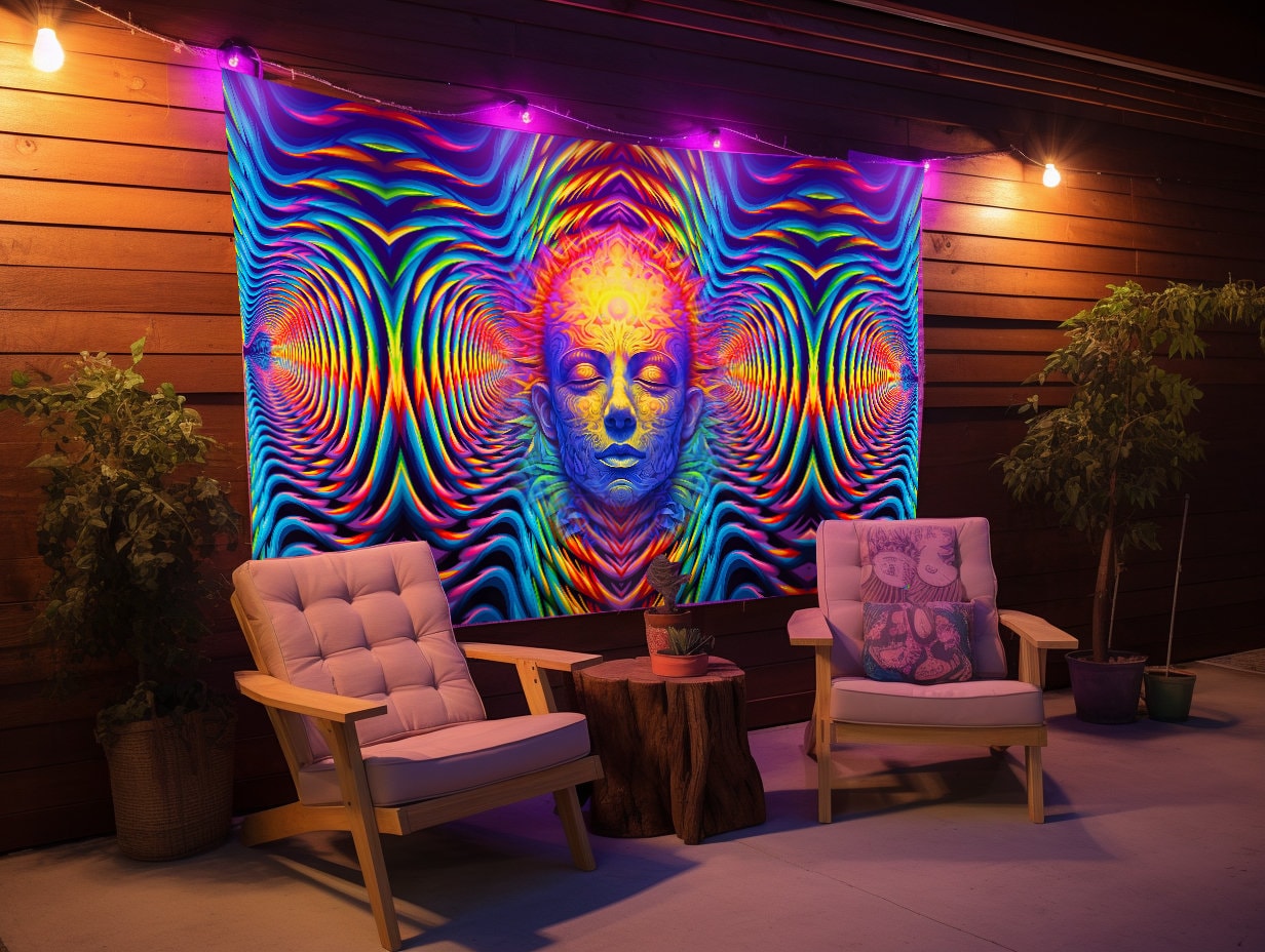 UV Reactive Psychedelic Tapestry: Fractal Blacklight Wall Art - Etsy