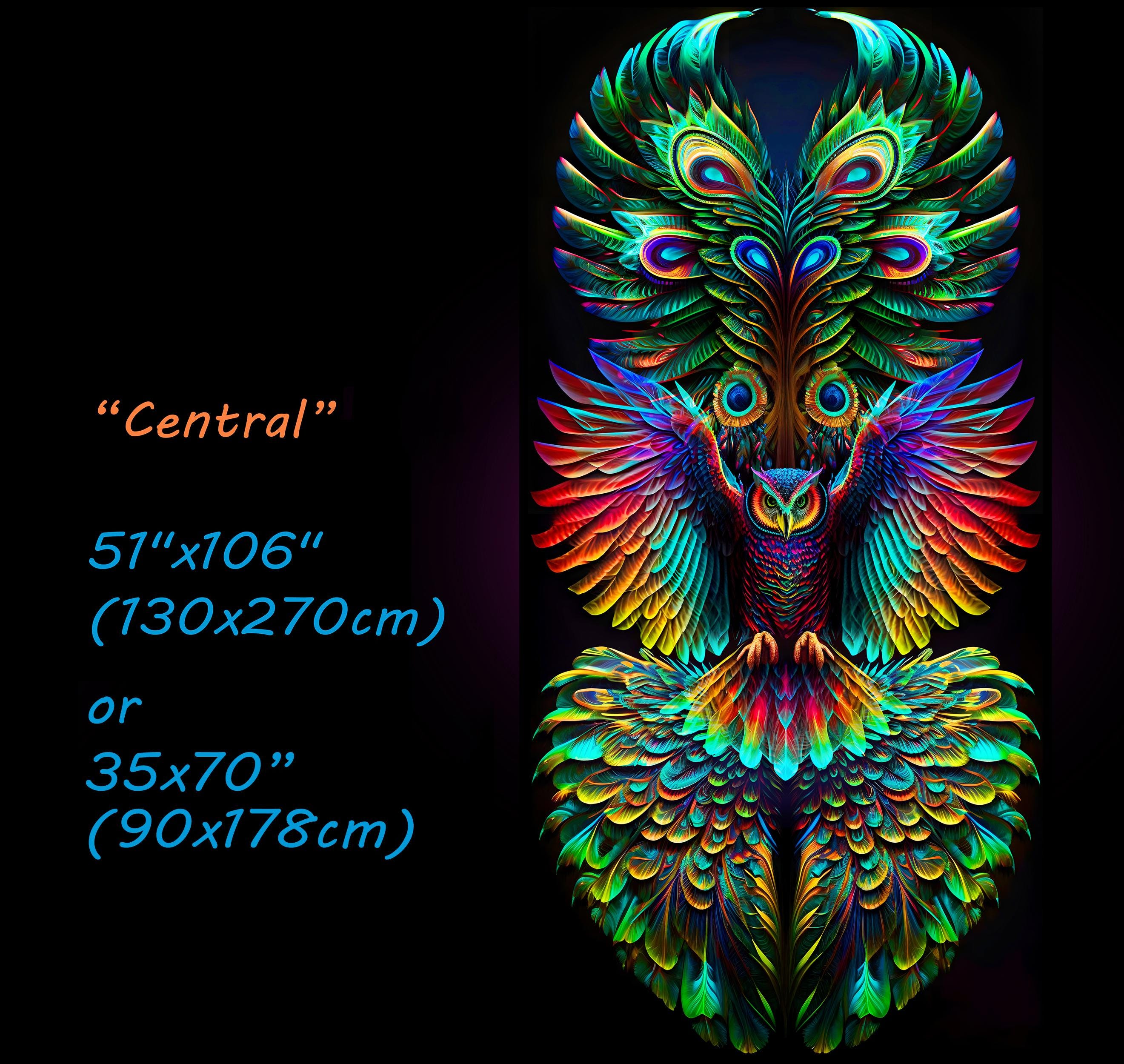 UV Reactive Owl Curtain: Psychedelic Blacklight Window Decor - Etsy