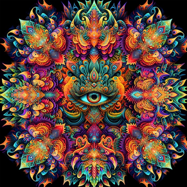 Psychedelic Mandala - Etsy